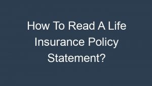 How To Read A Life Insurance Policy Statement?